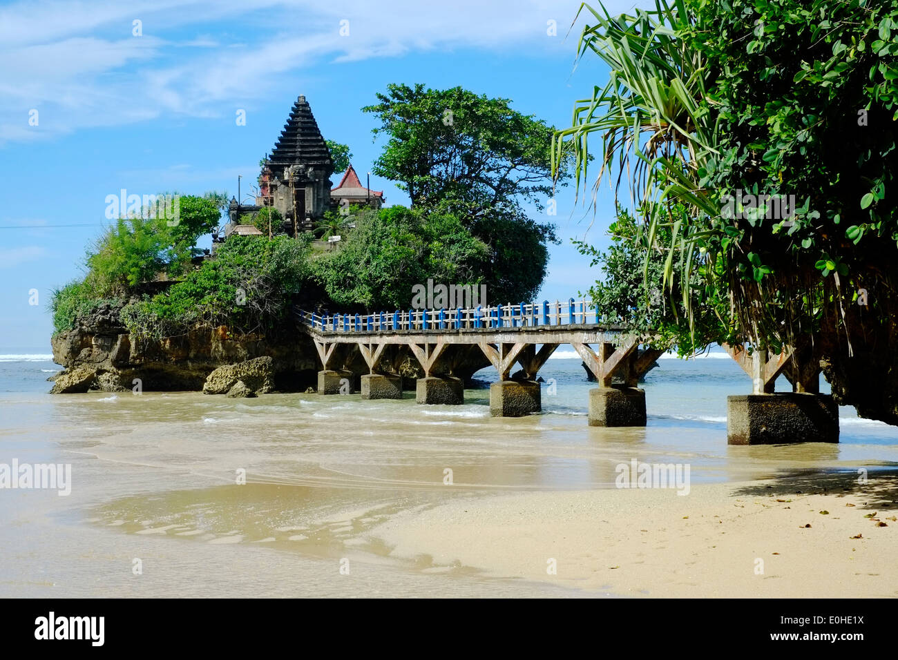 ismoyo island with amerta jati hindu temple off the beach and sea at ...