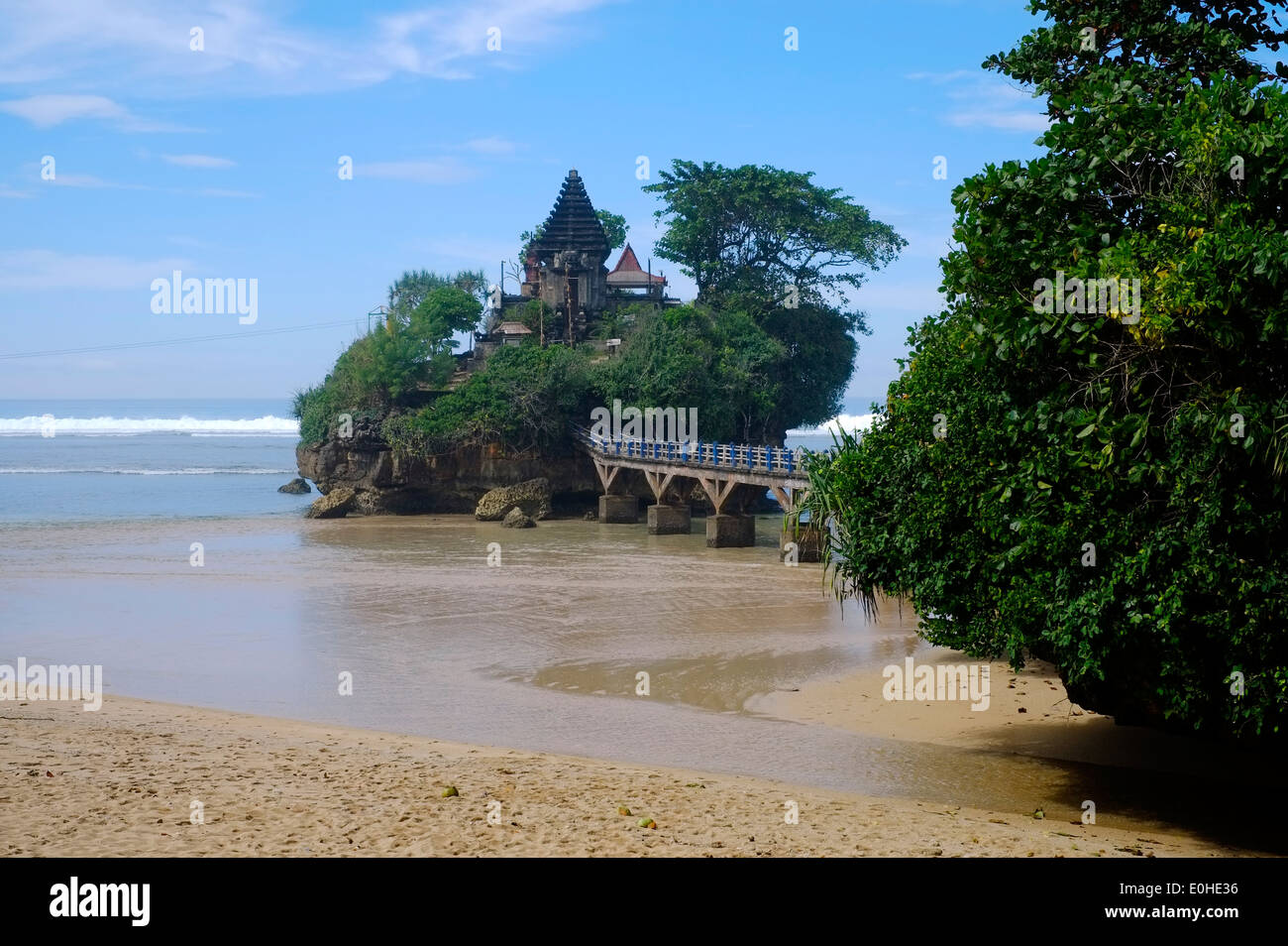 ismoyo island with amerta jati hindu temple off the beach and sea at ...