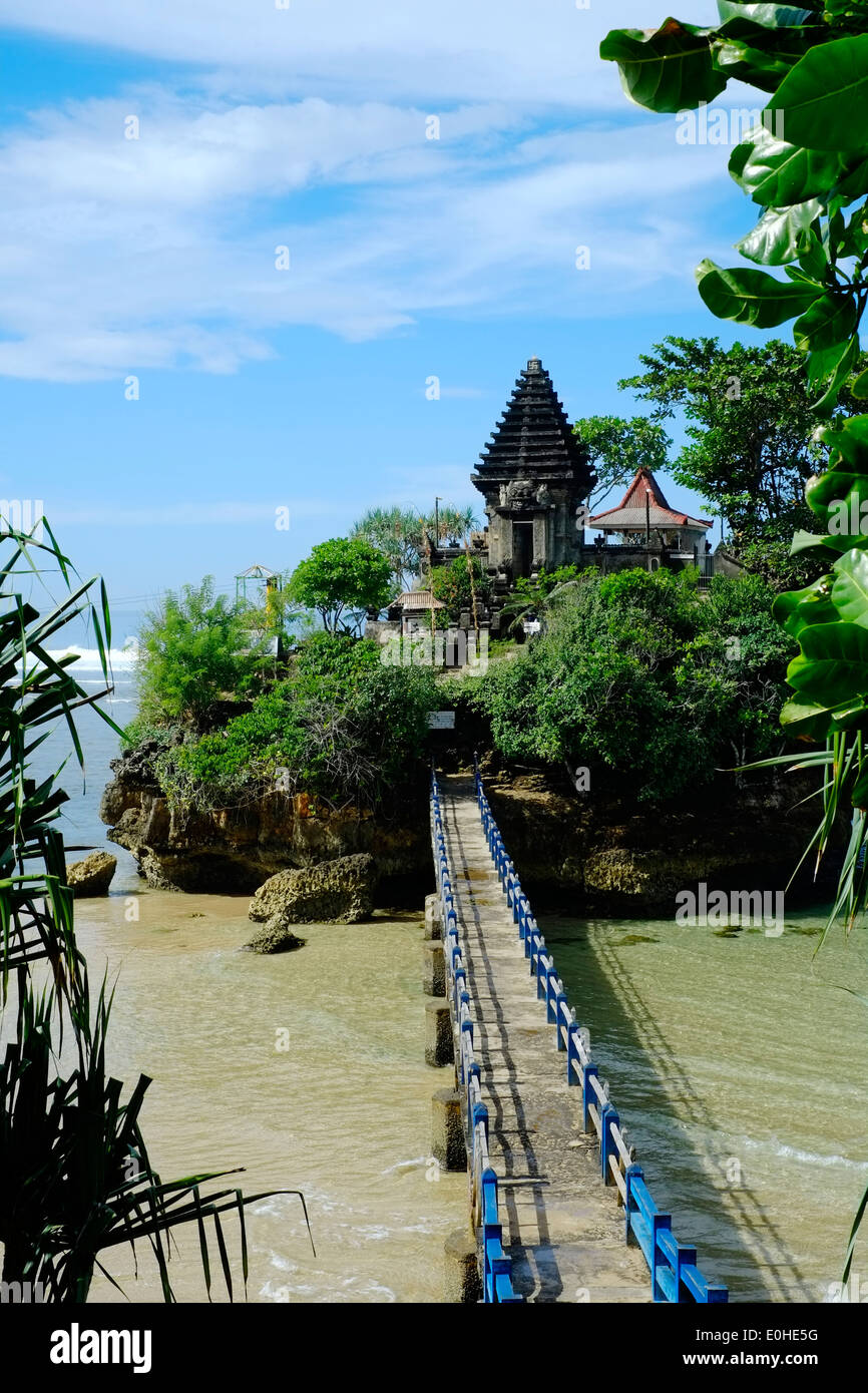 ismoyo island with amerta jati hindu temple off the beach and sea at ...