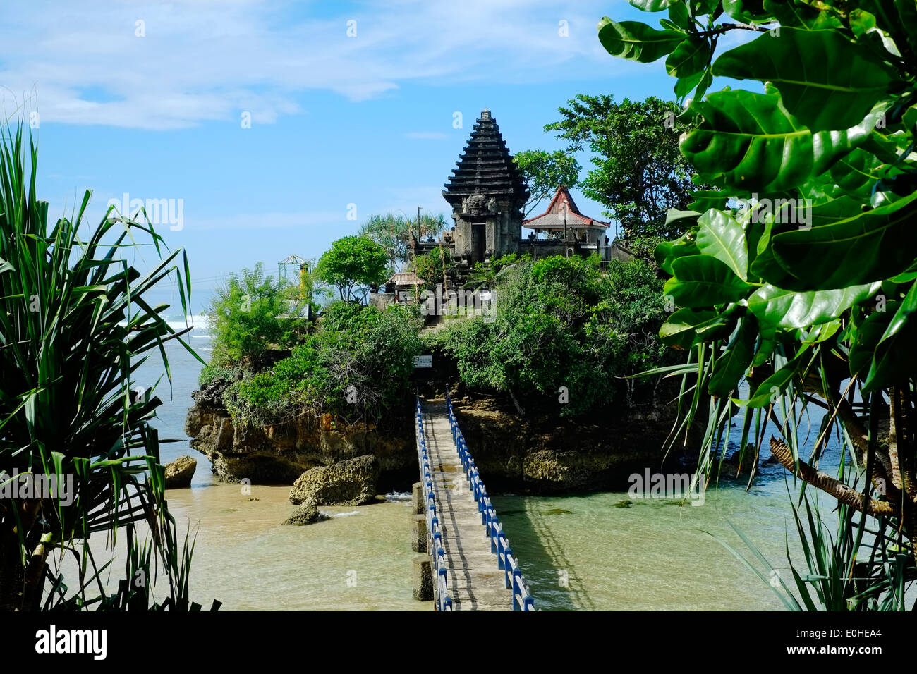 ismoyo island with amerta jati hindu temple off the beach and sea at ...