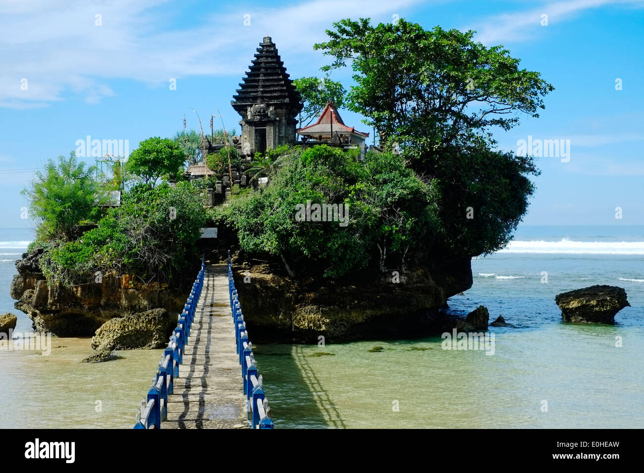 ismoyo island with amerta jati hindu temple off the beach and sea at ...