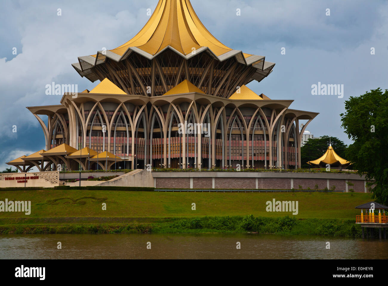 The SARAWAK STATE LEGISLATIVE ASSEMBLY or PARLIMENT BUILDING as seen ...