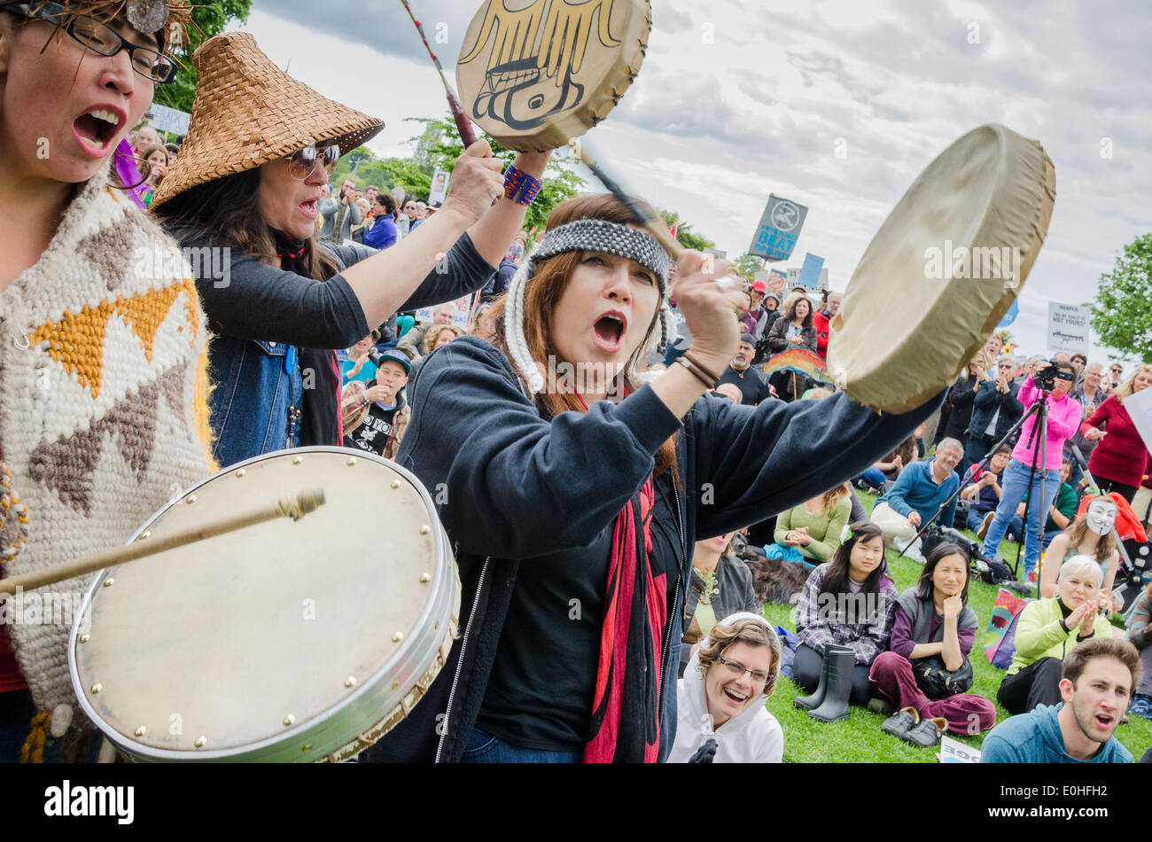 First nations drums indigenous protest pipeline vancouver hi-res stock ...