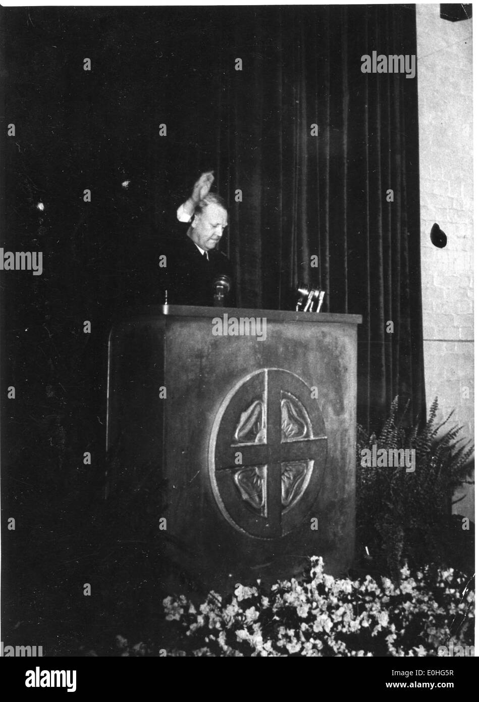 Vidkun Quisling delivers a speech on May 1st, addressing his political ...