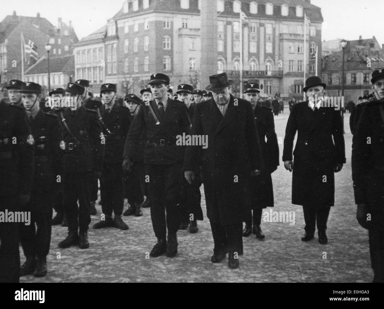 Vidkun Quisling during a visit to Trondheim in November 1941, a key ...