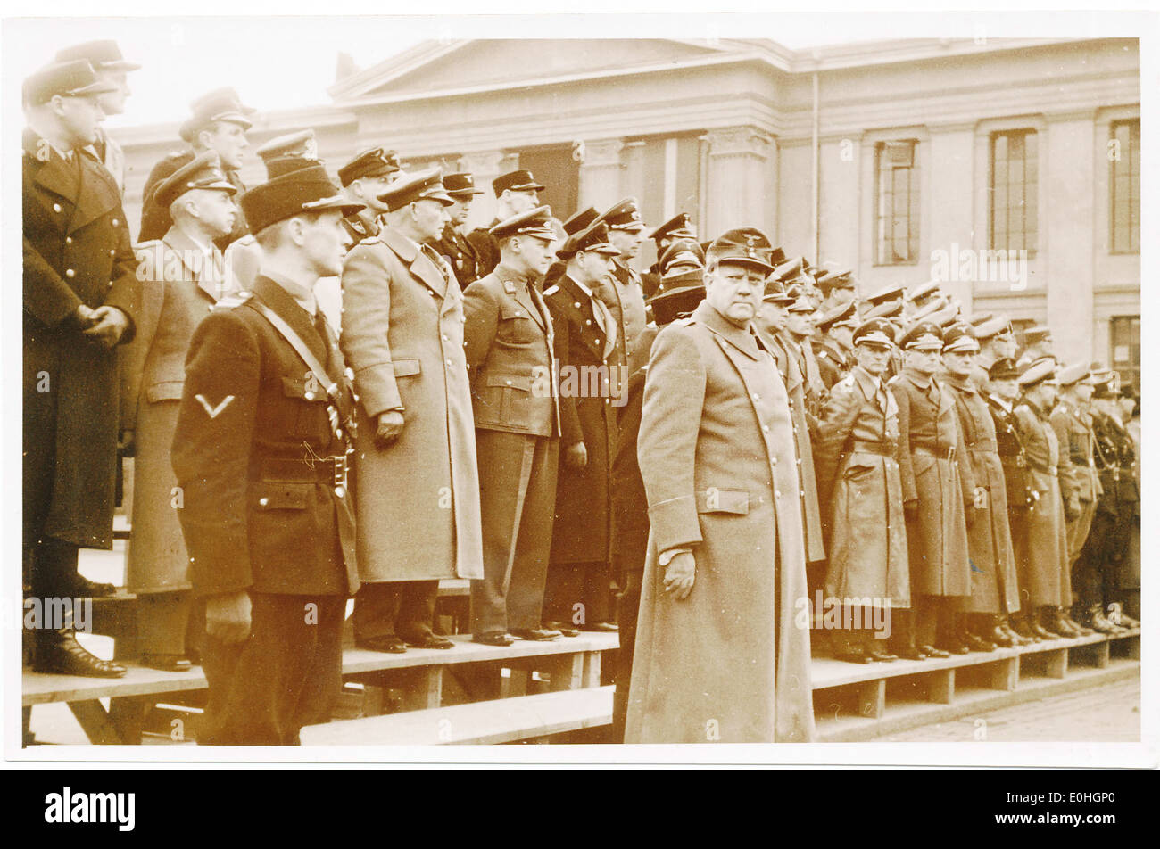 This image shows Vidkun Quisling with his party members and German ...
