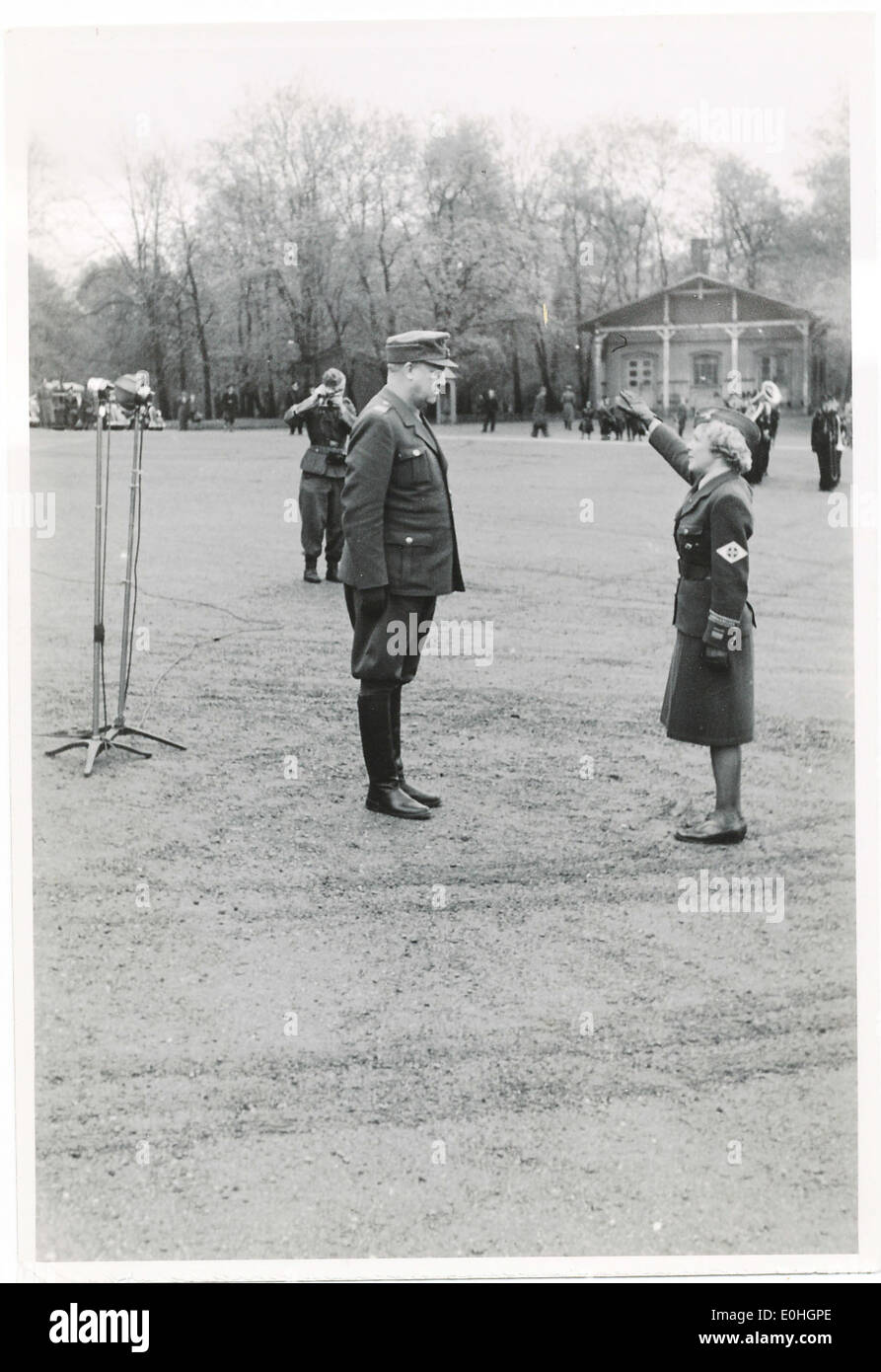This image depicts Vidkun Quisling with a member of the Norwegian NS ...