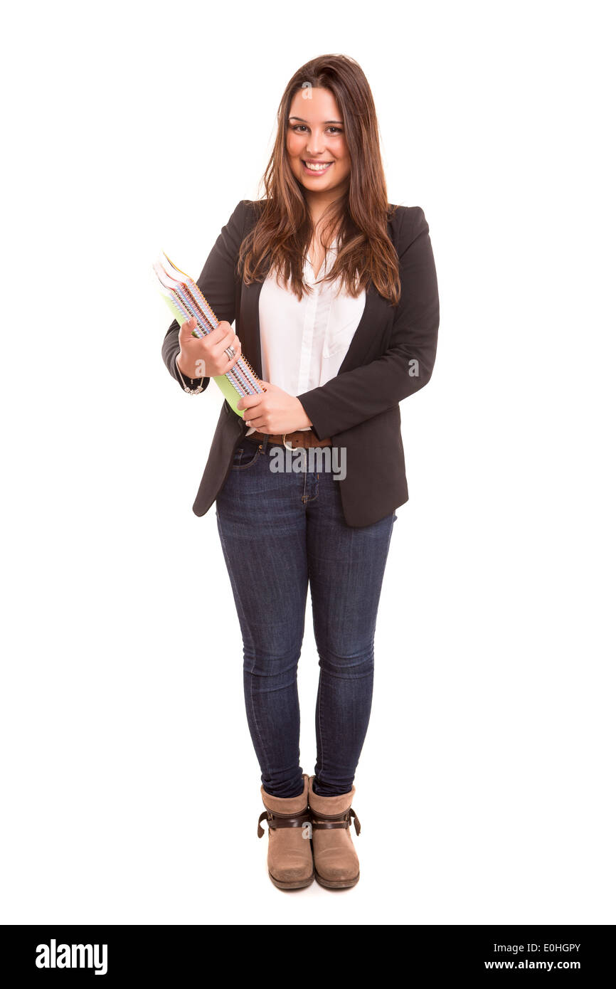 A beautiful student posing isolated over a white background Stock Photo ...