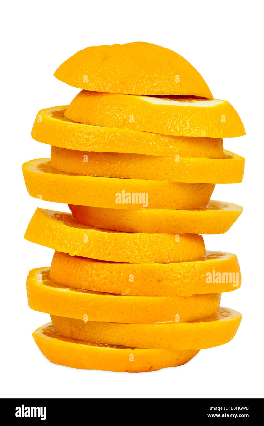 Stack of orange slices isolated on white background with clipping path ...