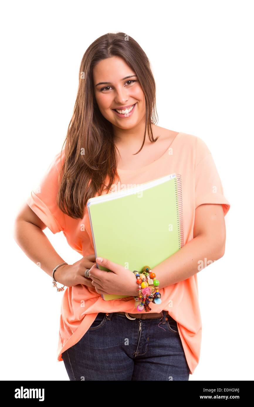 A beautiful student posing isolated over a white background Stock Photo ...