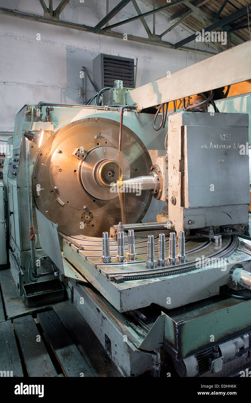 Facing operation of a metal blank on turning machine with cutting tool ...