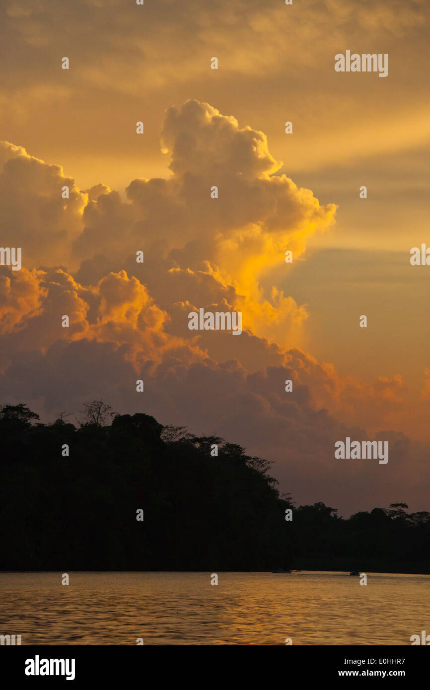A beautiful sunset witnessed from a boat in the KINABATANGAN RIVER ...
