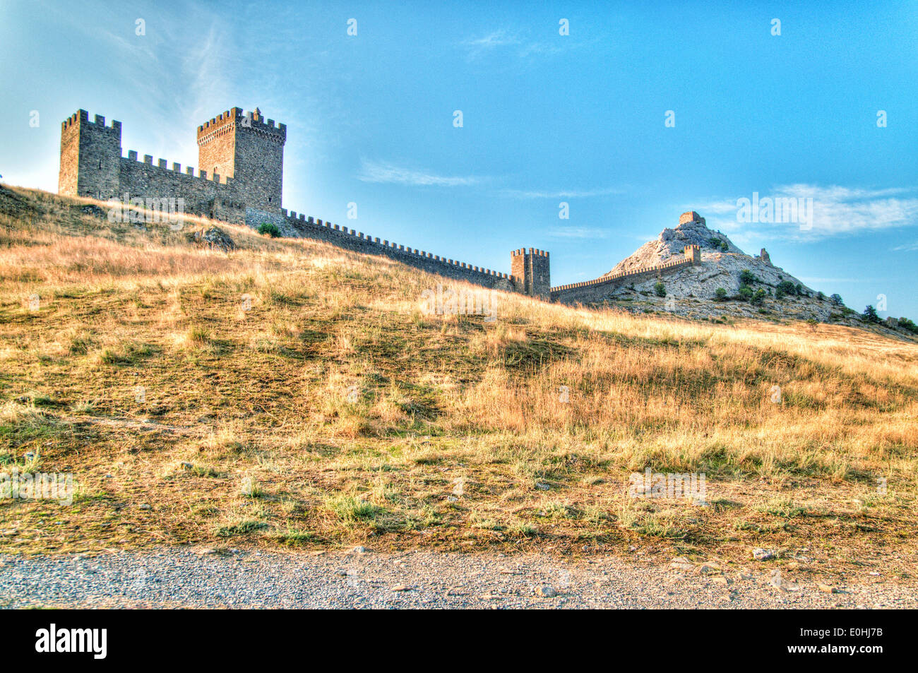 Tower of Genoa fortress in Sudak Crimea From the ground up on the hill ...