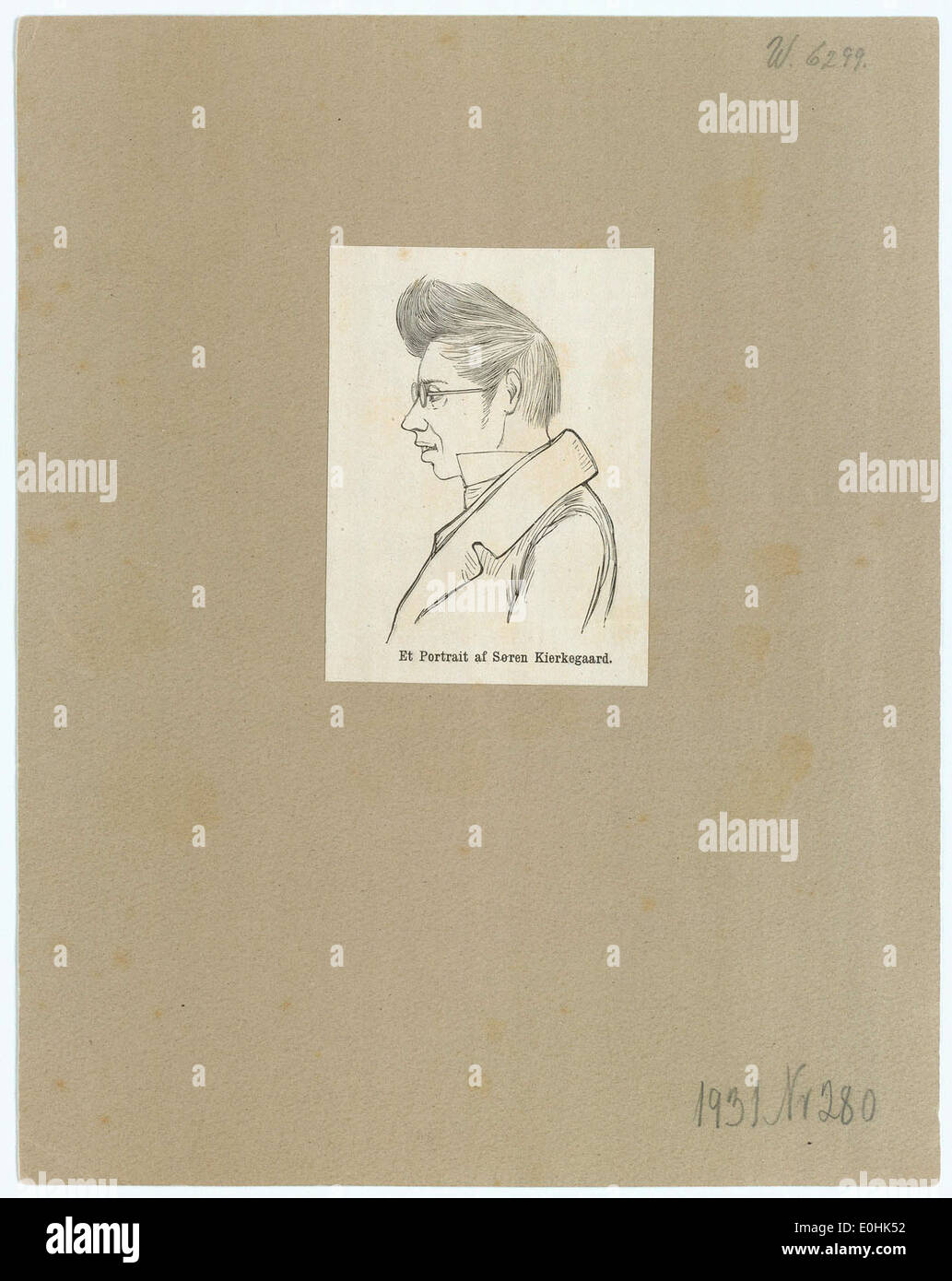 A portrait of Søren Kierkegaard, the Danish philosopher and theologian ...