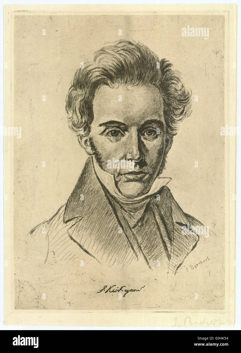 This image is a portrait of Søren Kierkegaard (1813-1855), the ...