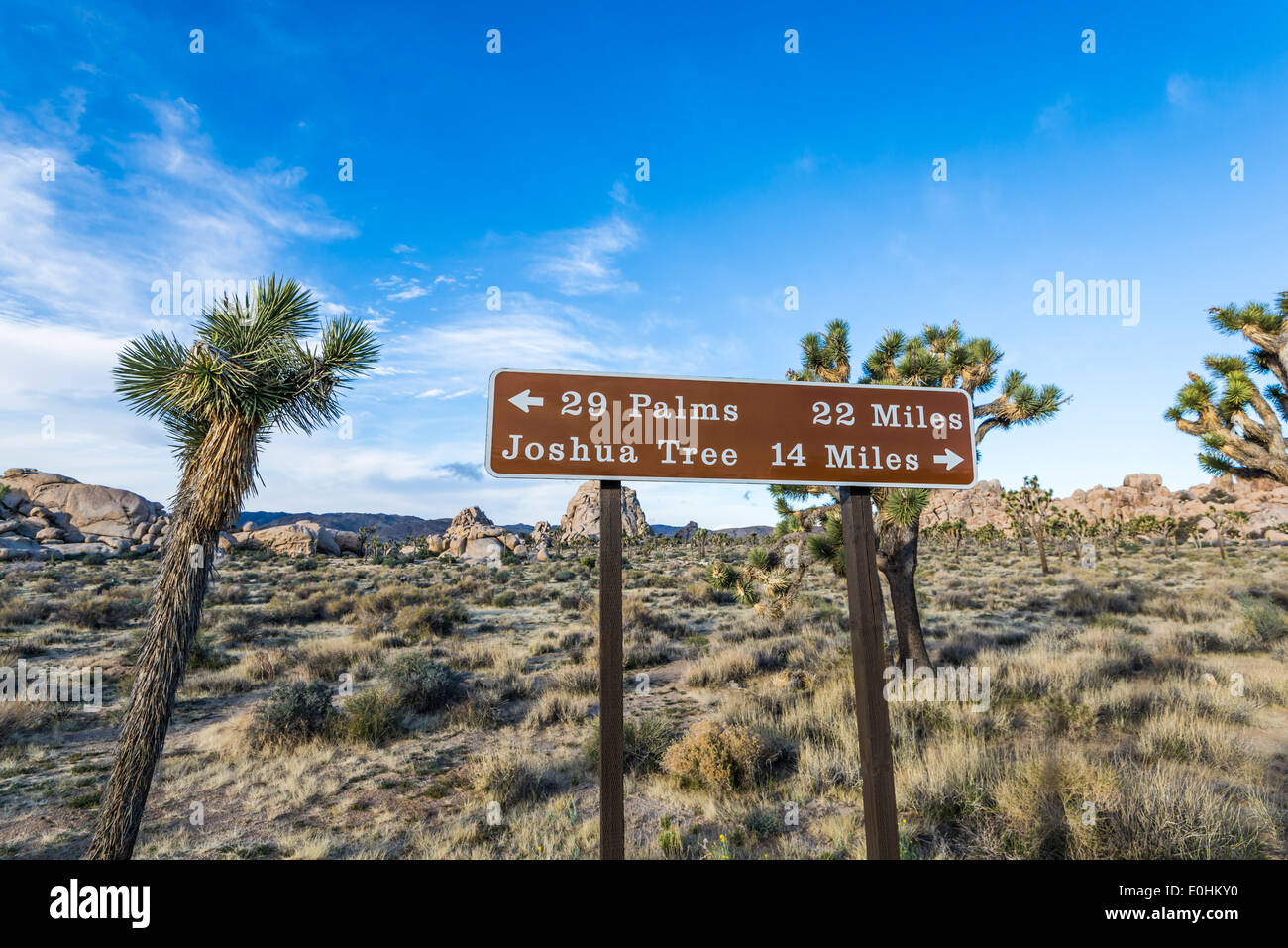 29 Palms and Joshua Tree directional sign. Joshua Tree National Park ...