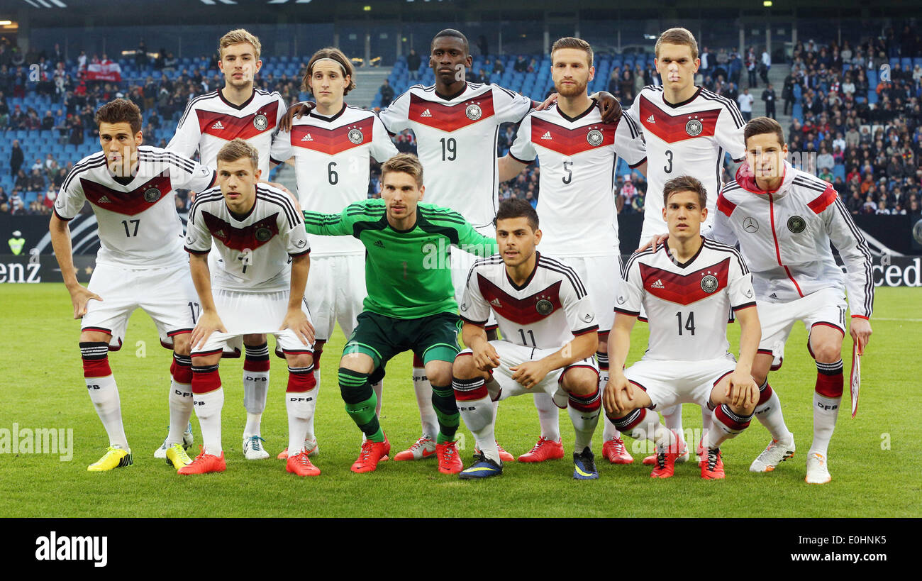 Hamburg, Germany. 13th May, 2014. Germany's starting eleven: (top-L to ...