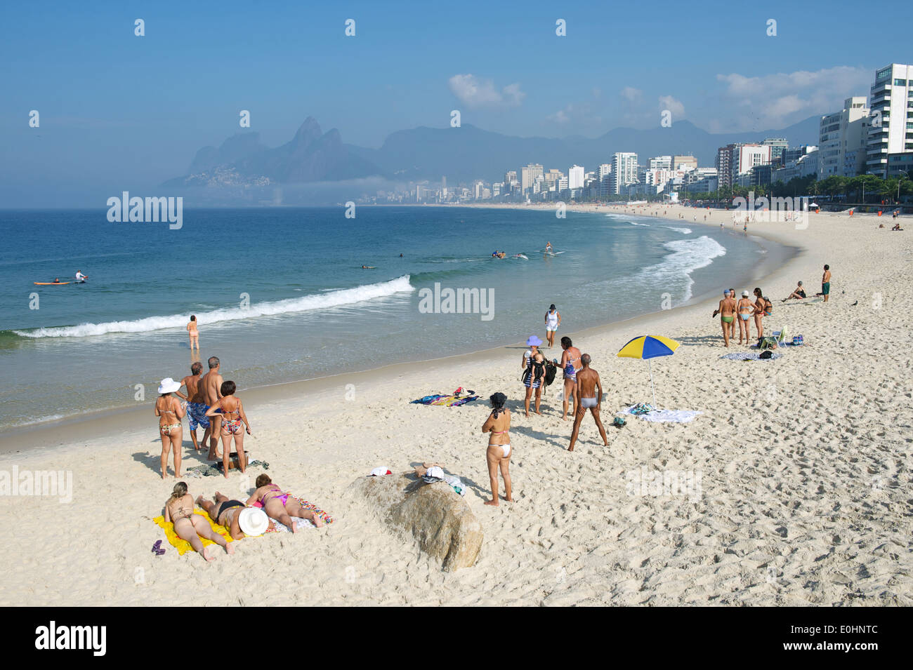 Scenic Morning View Of Ipanema Beach From Arpoador With Rio De Janeiro