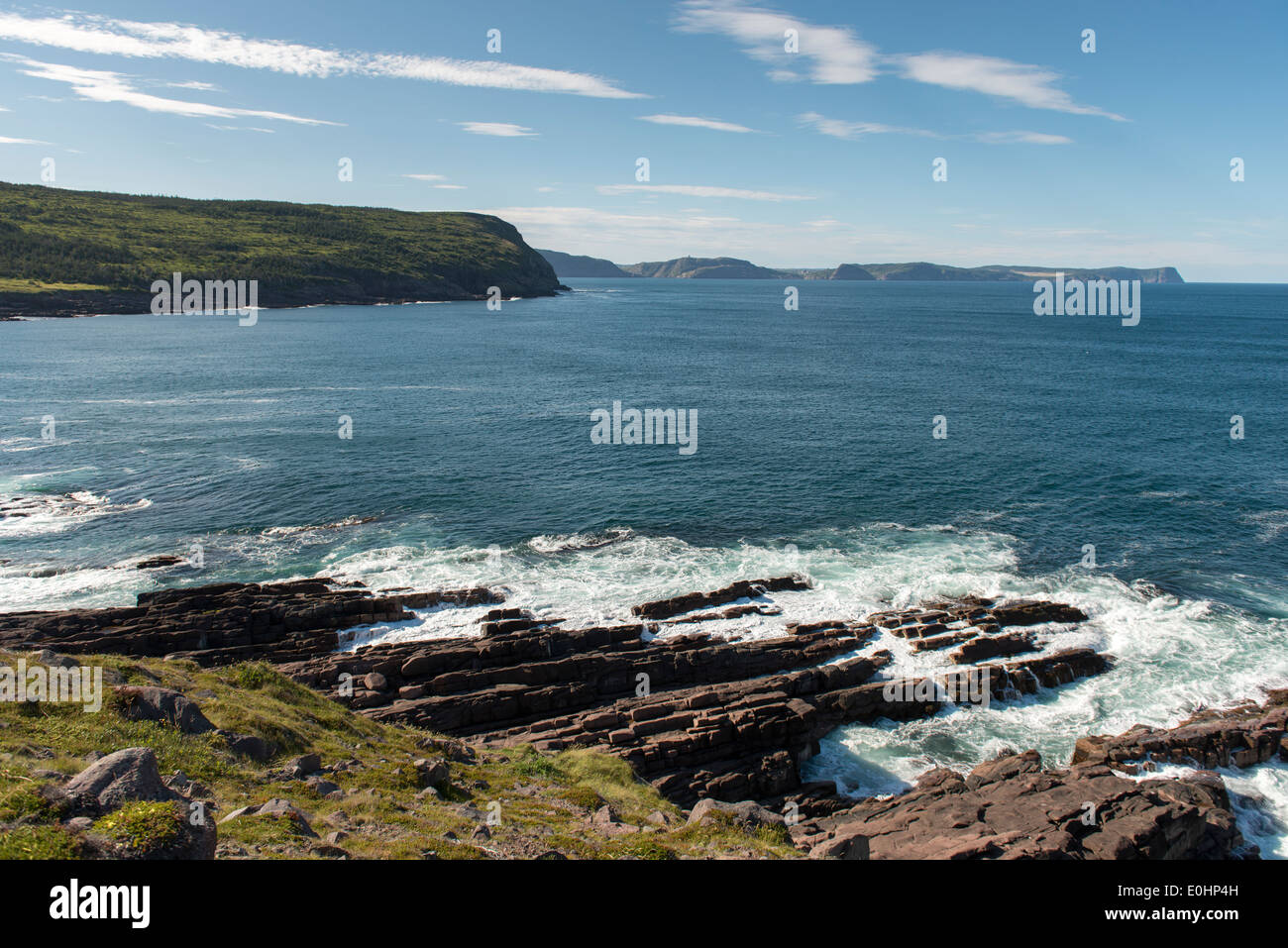 Rock formations on coastline, Cape Spear, St. John's, Newfoundland And ...