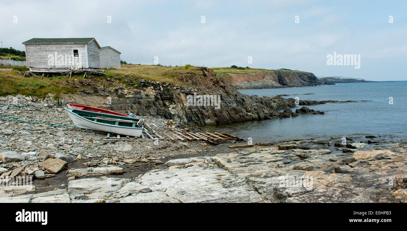 Boats at coast, Little Catalina, Bonavista Peninsula, Newfoundland And ...