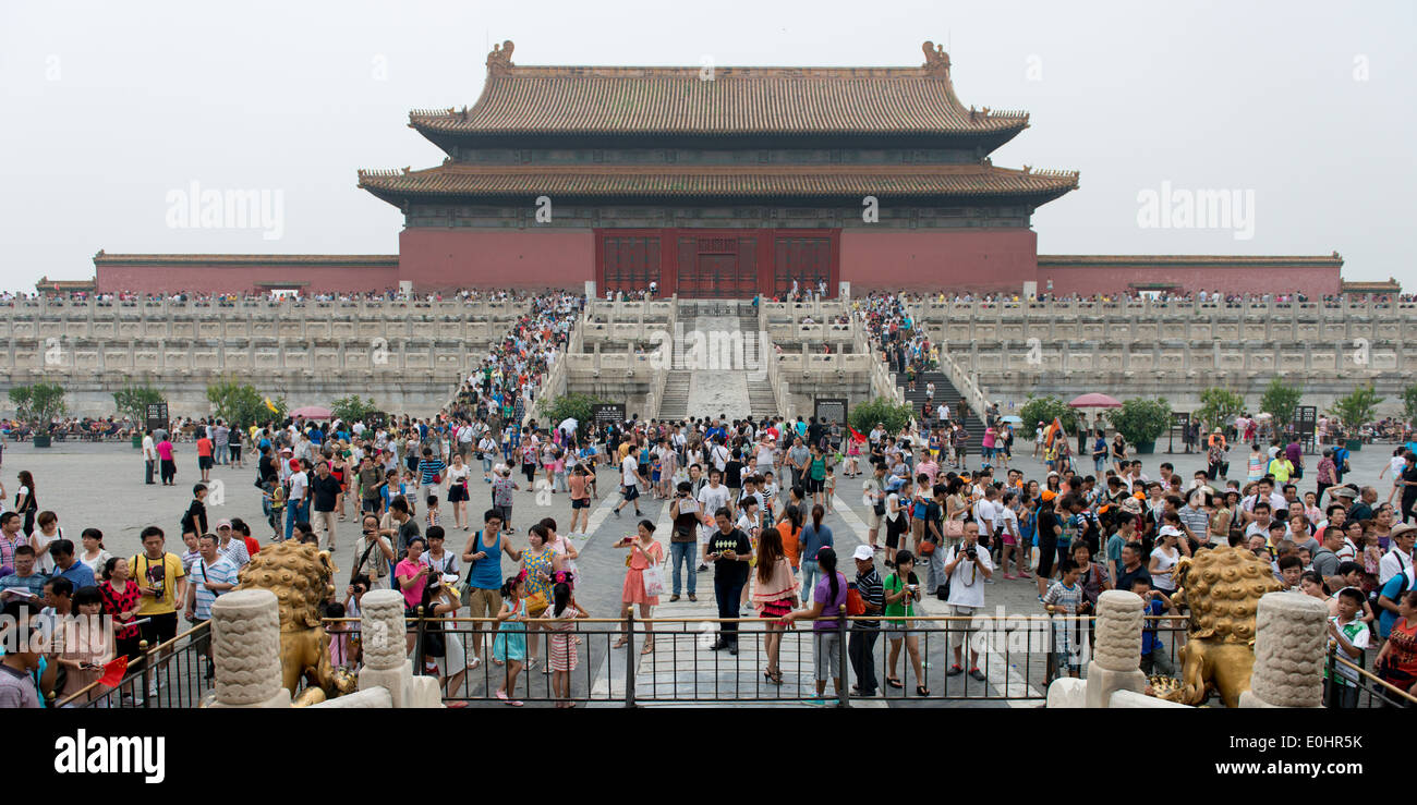 People at courtyard of a palace, Forbidden City, Xicheng District ...
