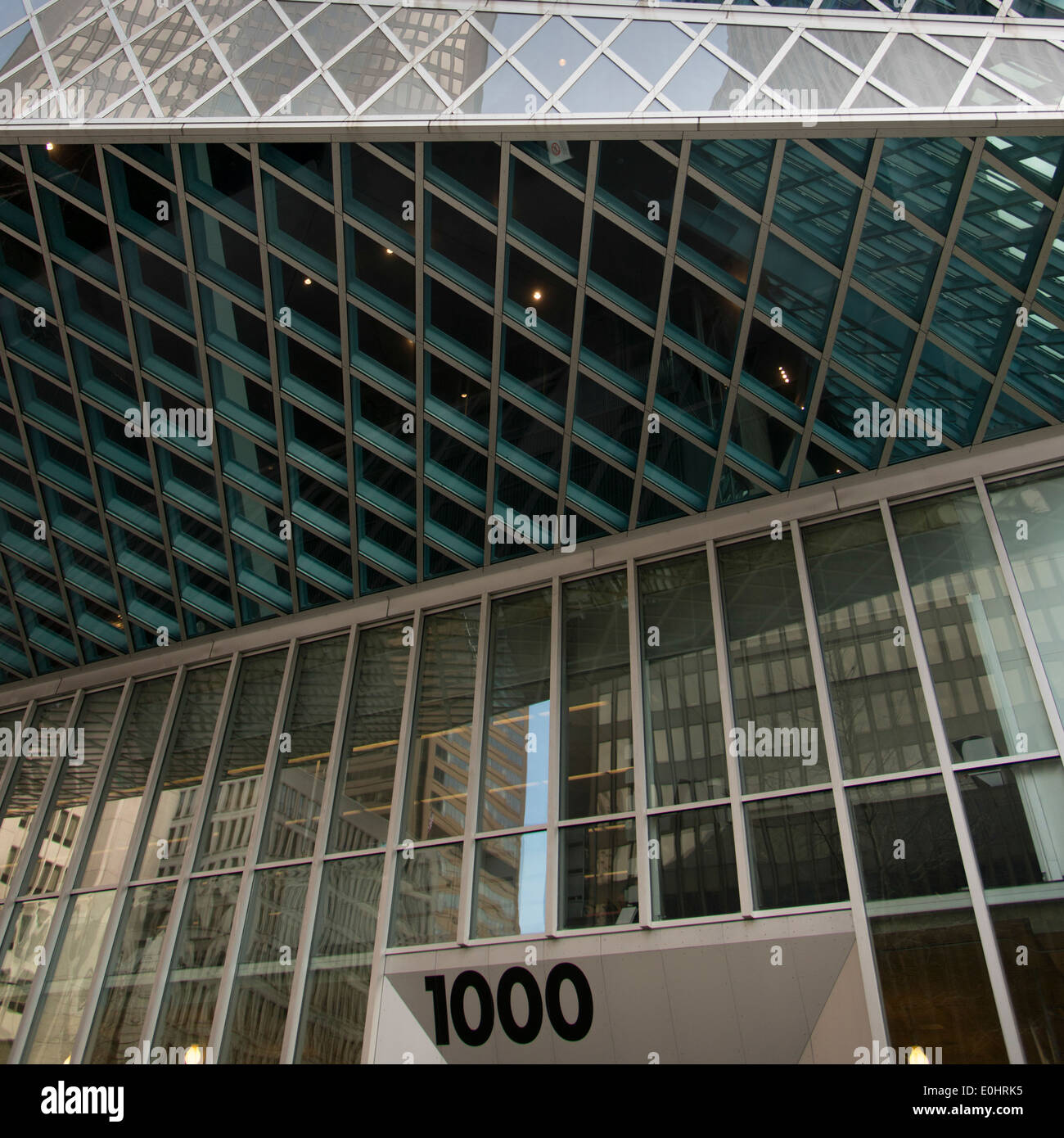 Architectural detail of Seattle Central Library, Seattle, Washington ...