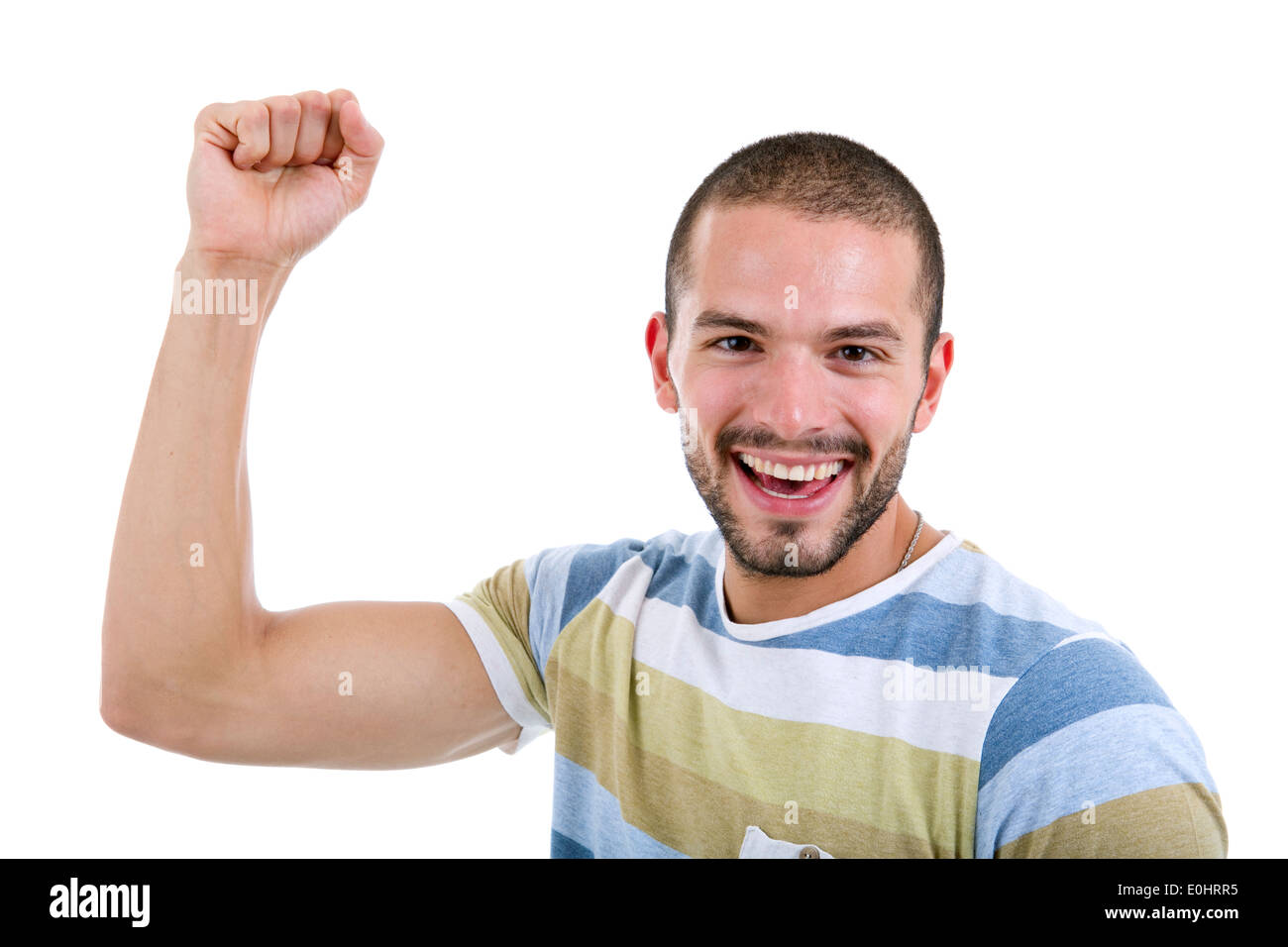 happy young man winning, isolated on white Stock Photo - Alamy