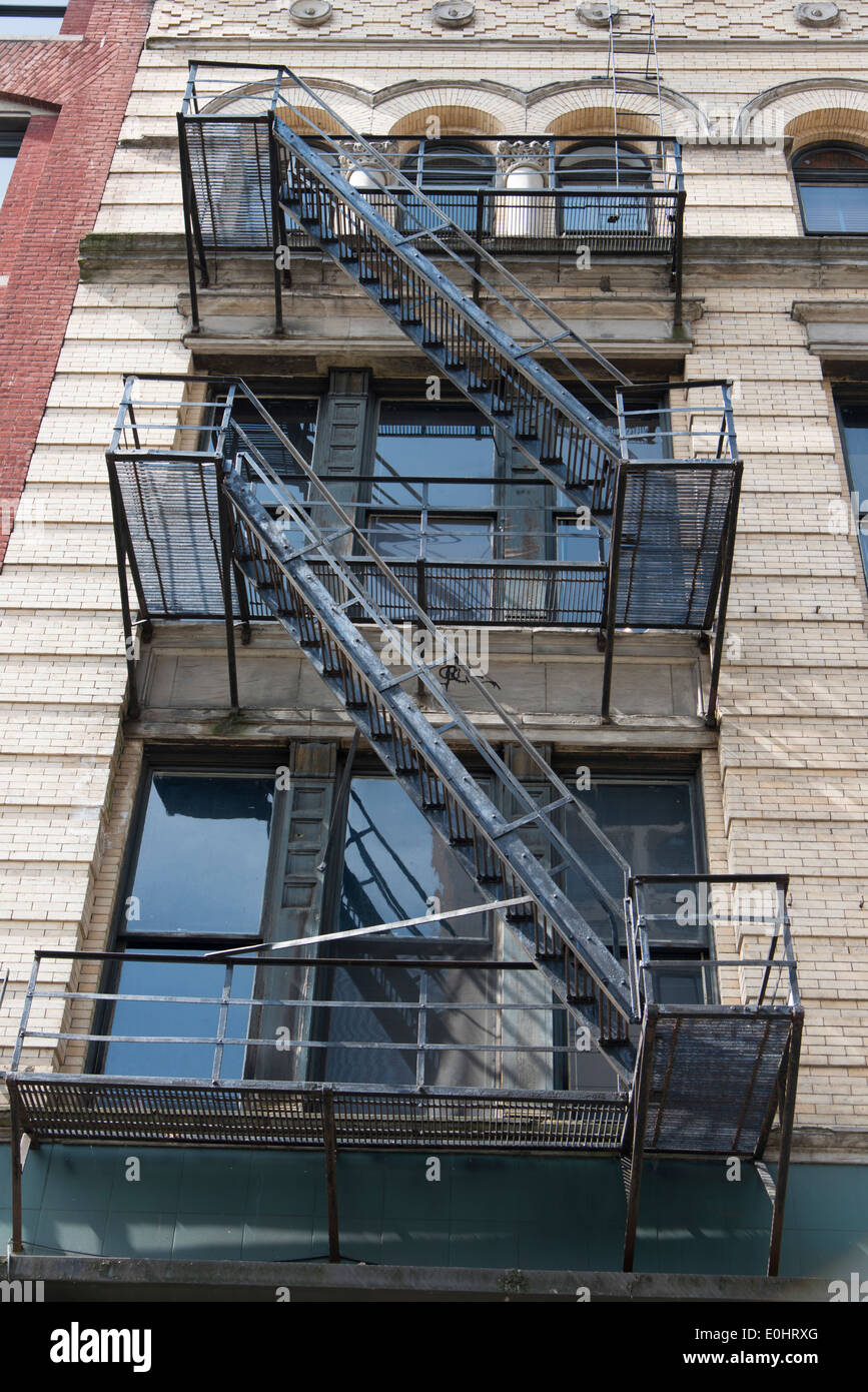 Exterior fire escape of a building, Seattle, Washington State, USA ...