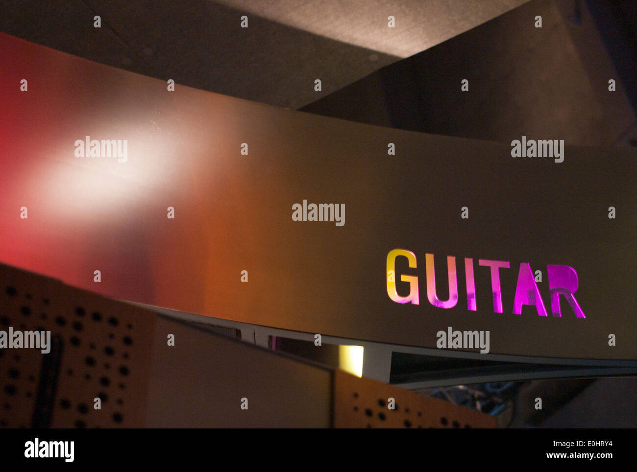 Guitar sign at EMP Museum, Seattle, Washington State, USA Stock Photo ...