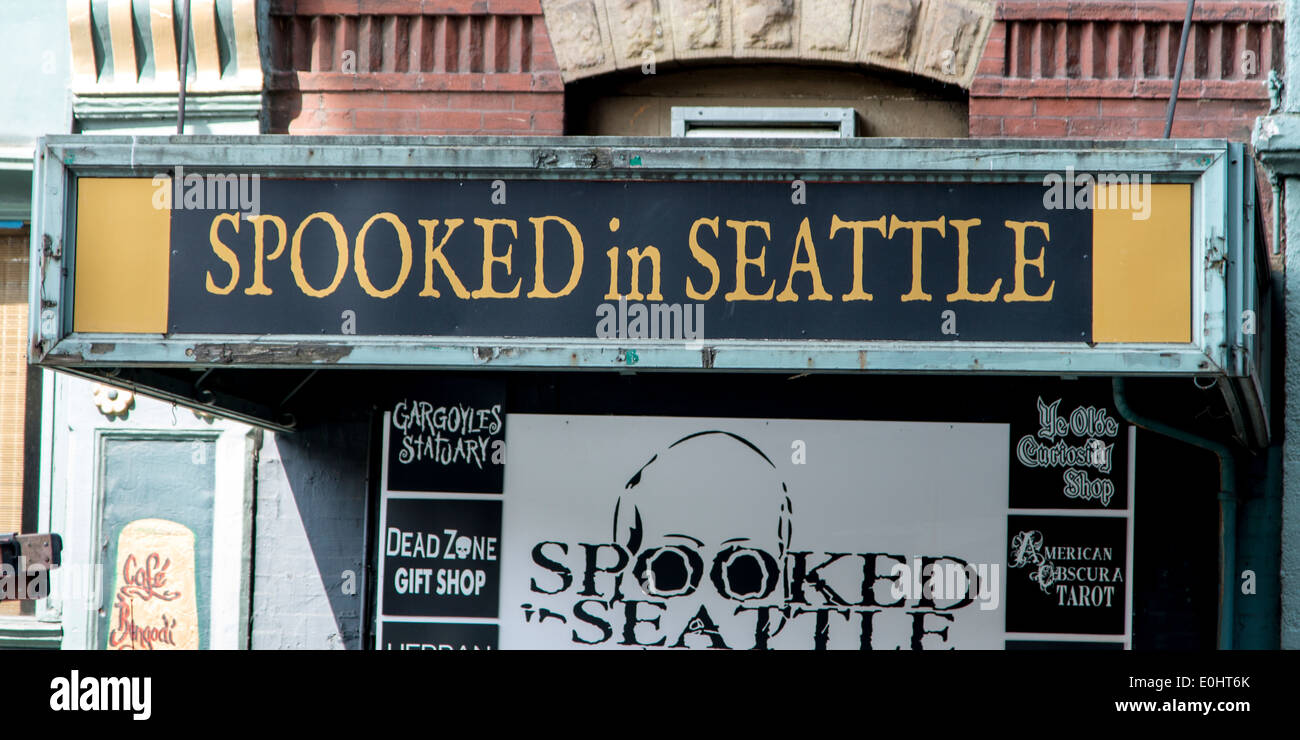 Spooked In Seattle signage, Seattle, Washington State, USA Stock Photo ...