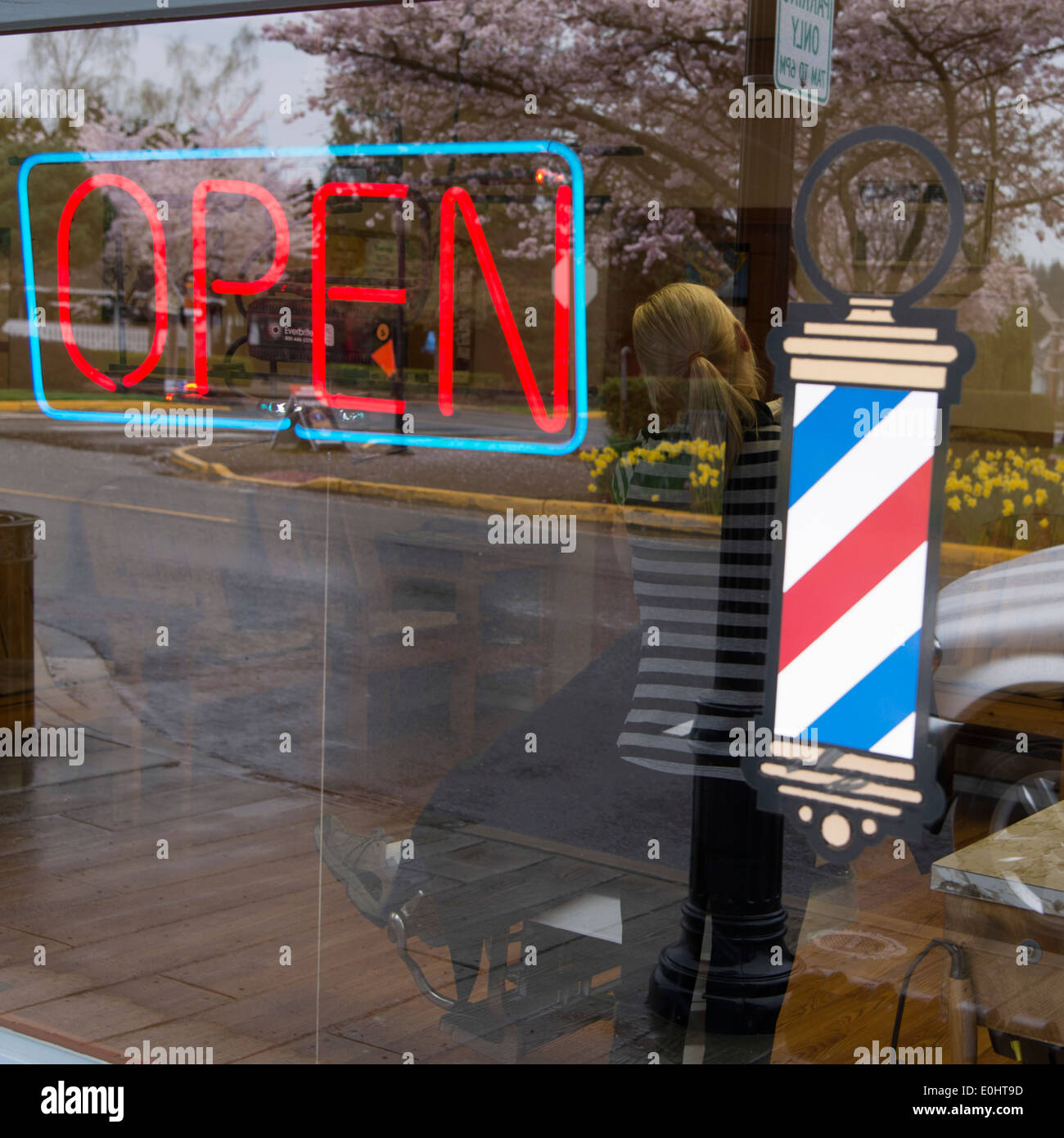 Barber shop open sign hi-res stock photography and images - Alamy