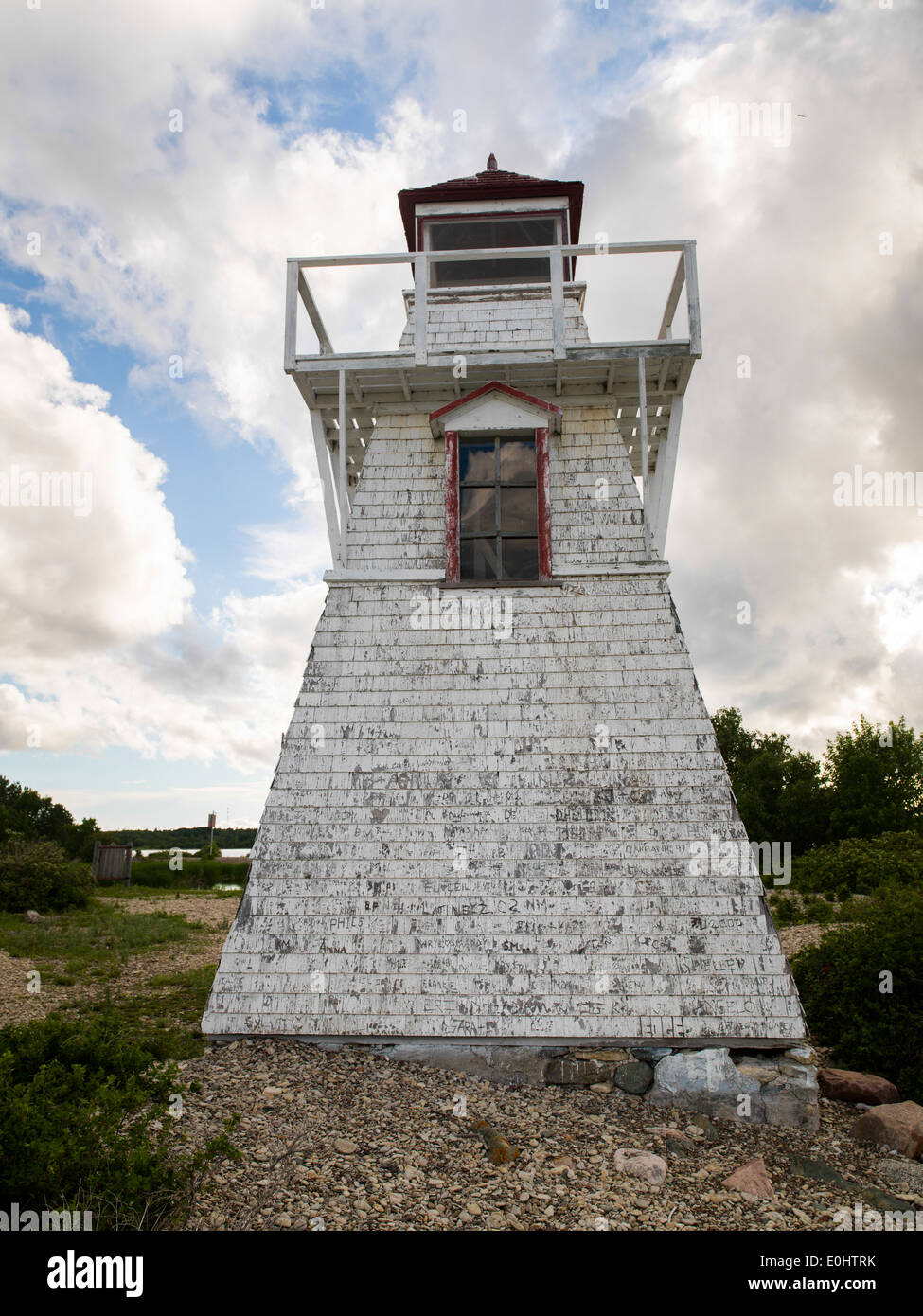Low angle view of a lighthouse, Hecla Grindstone Provincial Park ...