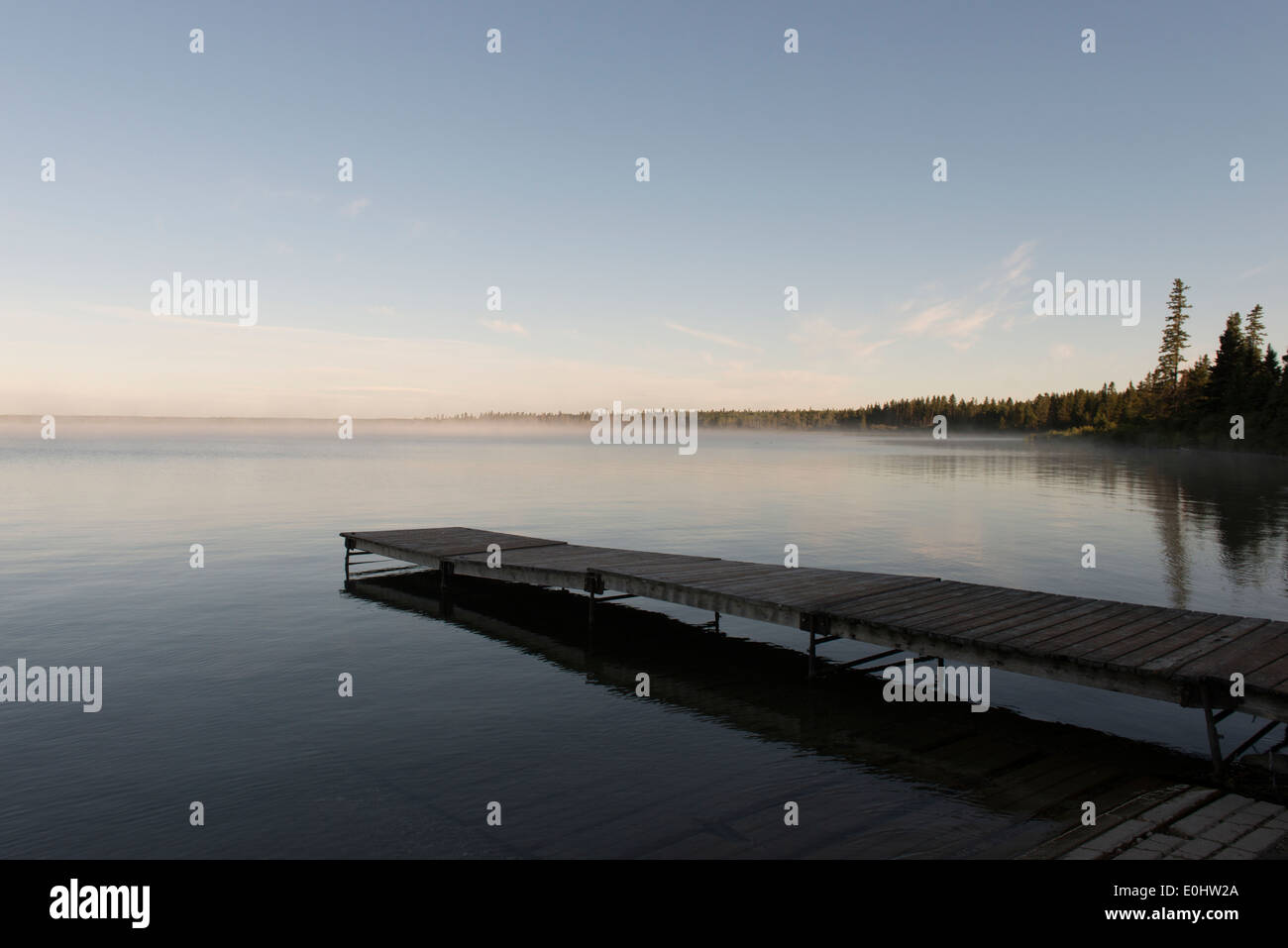 Boardwalk in a lake, Lake Audy Campground, Riding Mountain National ...