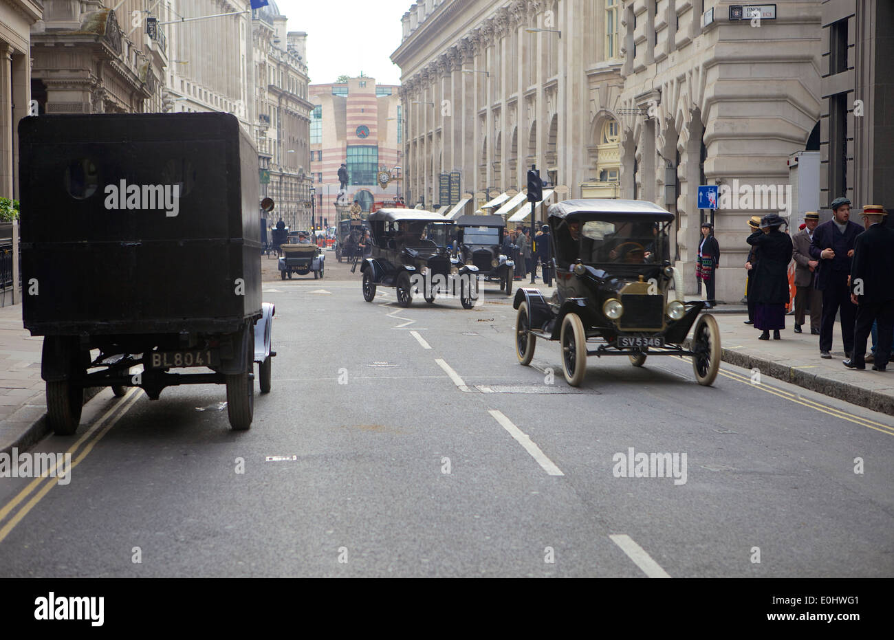 Suffragette Film set with actors in period costume & old forms of ...