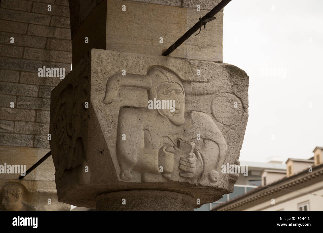 Sculpture stone columns at a Basle museum Switzerland Stock Photo - Alamy