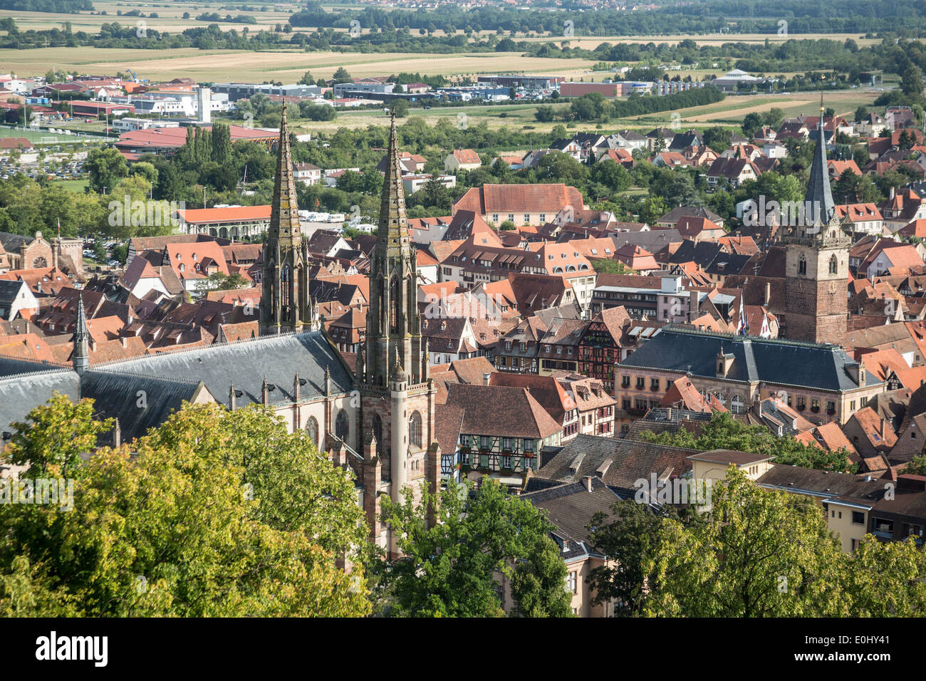 Aerial view of town of Obernai Alsace France Stock Photo - Alamy