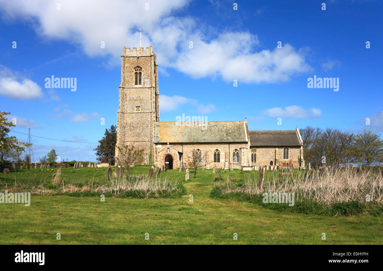 A view of the parish church of St Andrew at Bacton, Norfolk, England ...