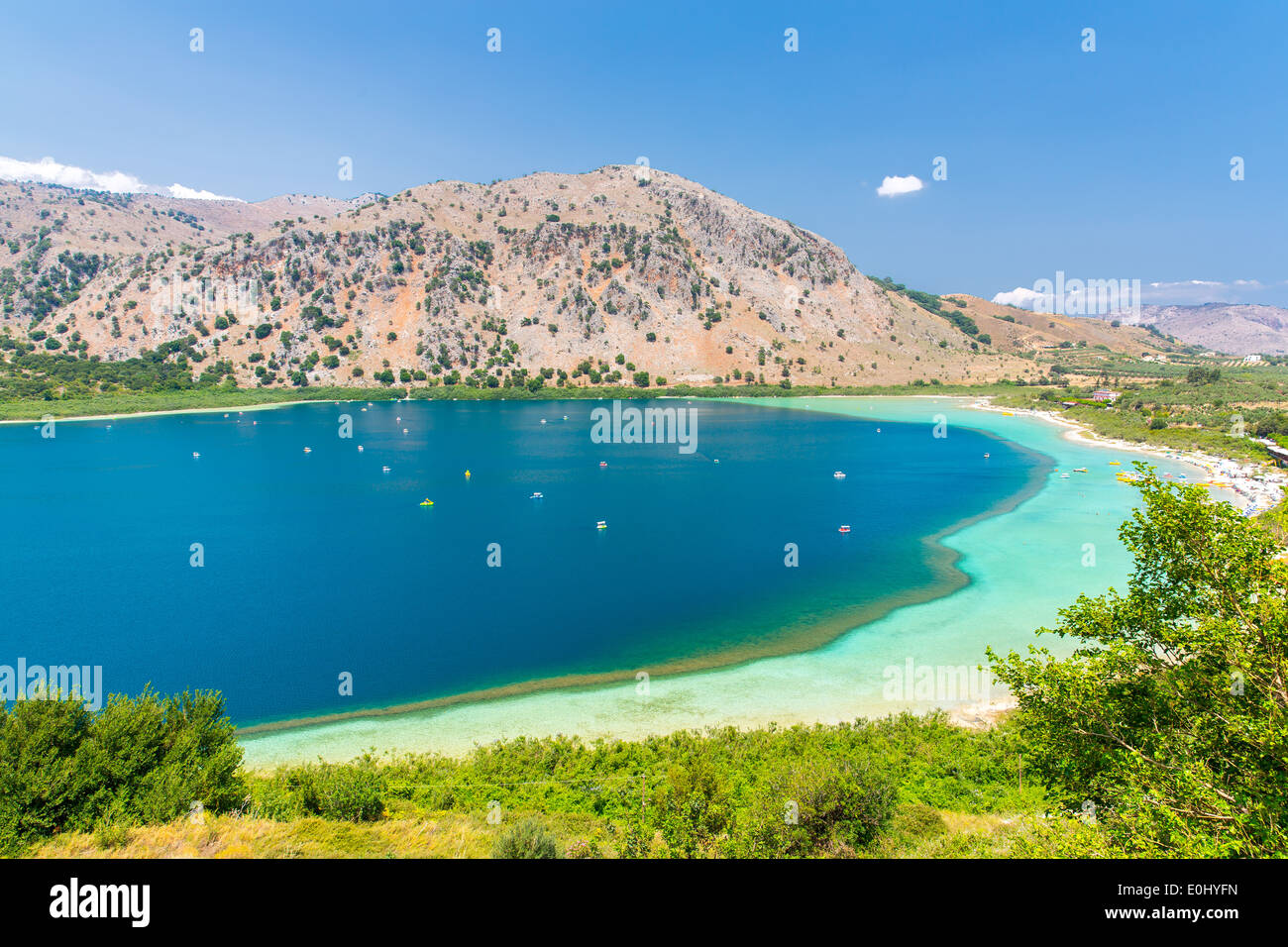 Freshwater lake in village Kavros in Crete island, Greece. Magical ...