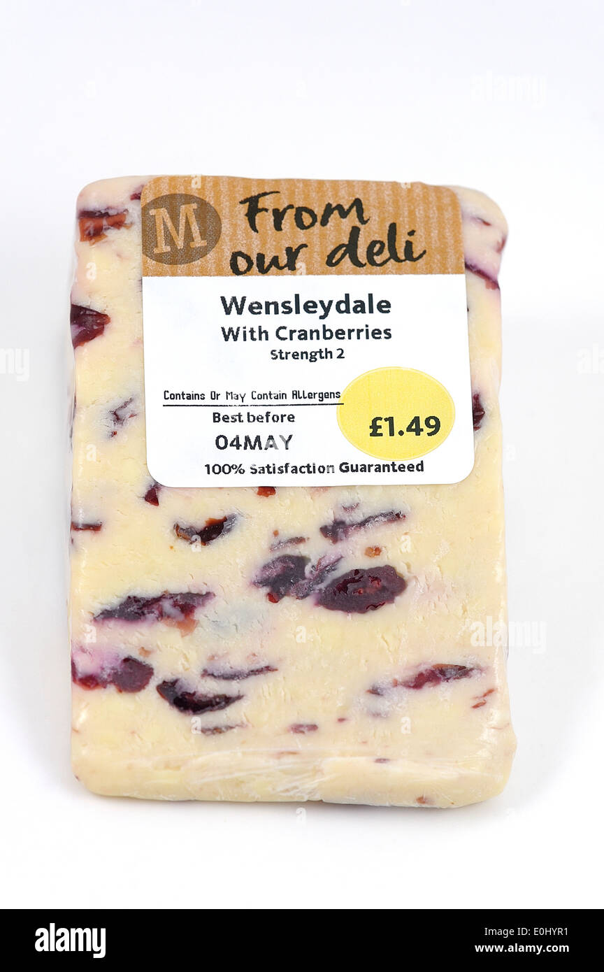 Wensleydale cheese with cranberries England UK Stock Photo - Alamy