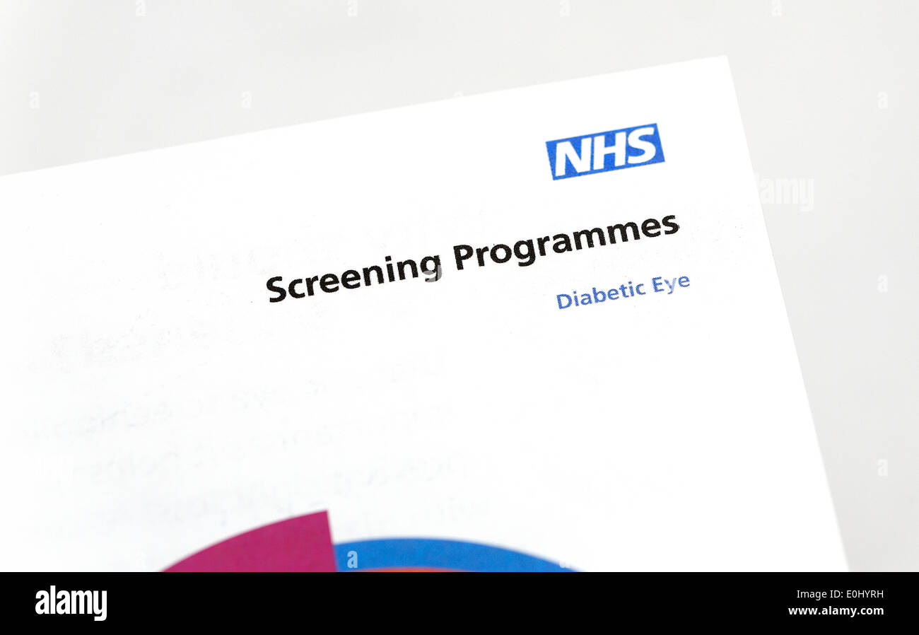 NHS diabetic eye screening programmes information leaflet Stock Photo ...