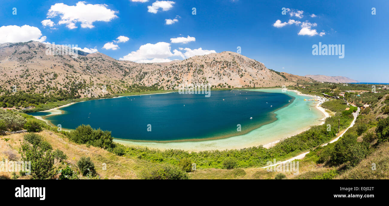 Freshwater lake in village Kavros in Crete island, Greece. Magical ...