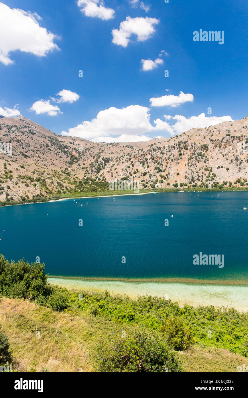 Freshwater lake in village Kavros in Crete island, Greece. Magical ...