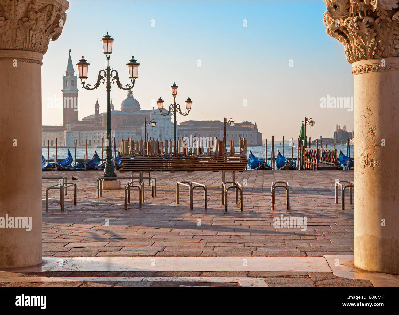 Venice - Waterfront of Saint Mark square and column of Doge palace and ...