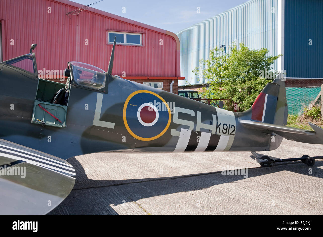 Biggin Hill, UK. 14th May 2014. A spitfire MK912 sits on the apron at ...