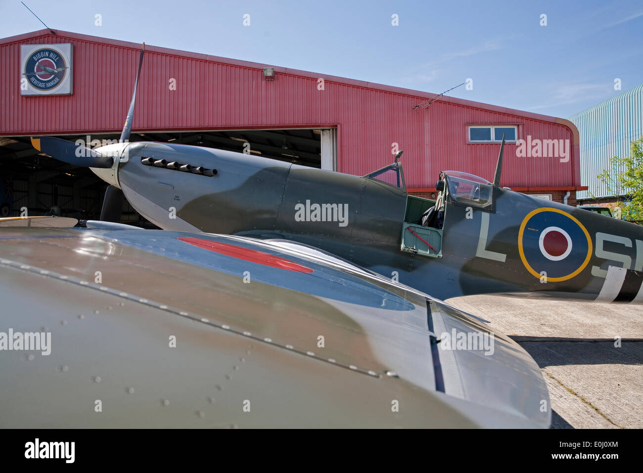 Biggin Hill, UK. 14th May 2014. A wingside view of spitfire MK912 while ...