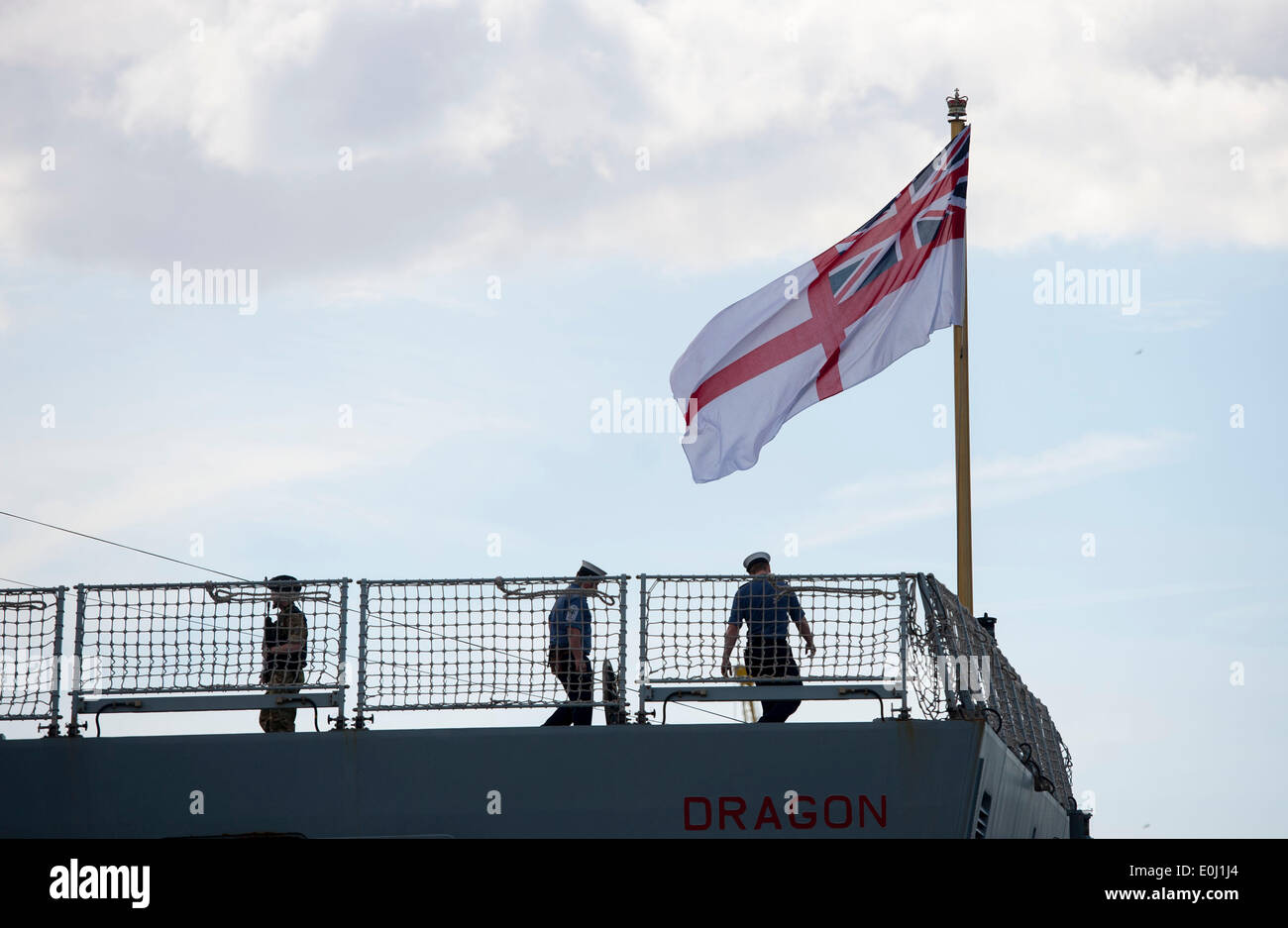 Cardiff, Wales, UK. 14th May, 2014. Royal Navy Warship HMS Dragon is ...