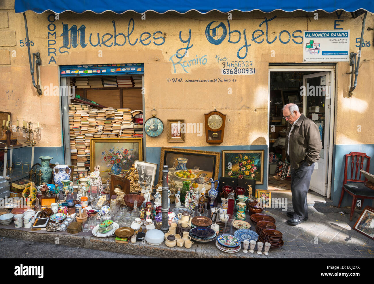 Bric-a-brac for sale in the Rastro flea market around Lavapies and ...