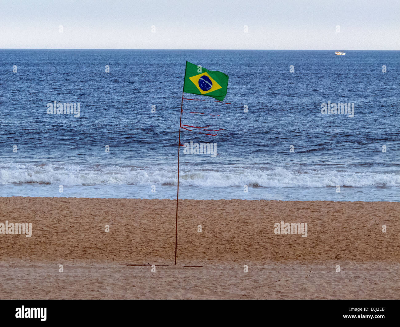 Brazilian Flag at Copacabana Beach, Rio de Janeiro, Brazil Stock Photo ...