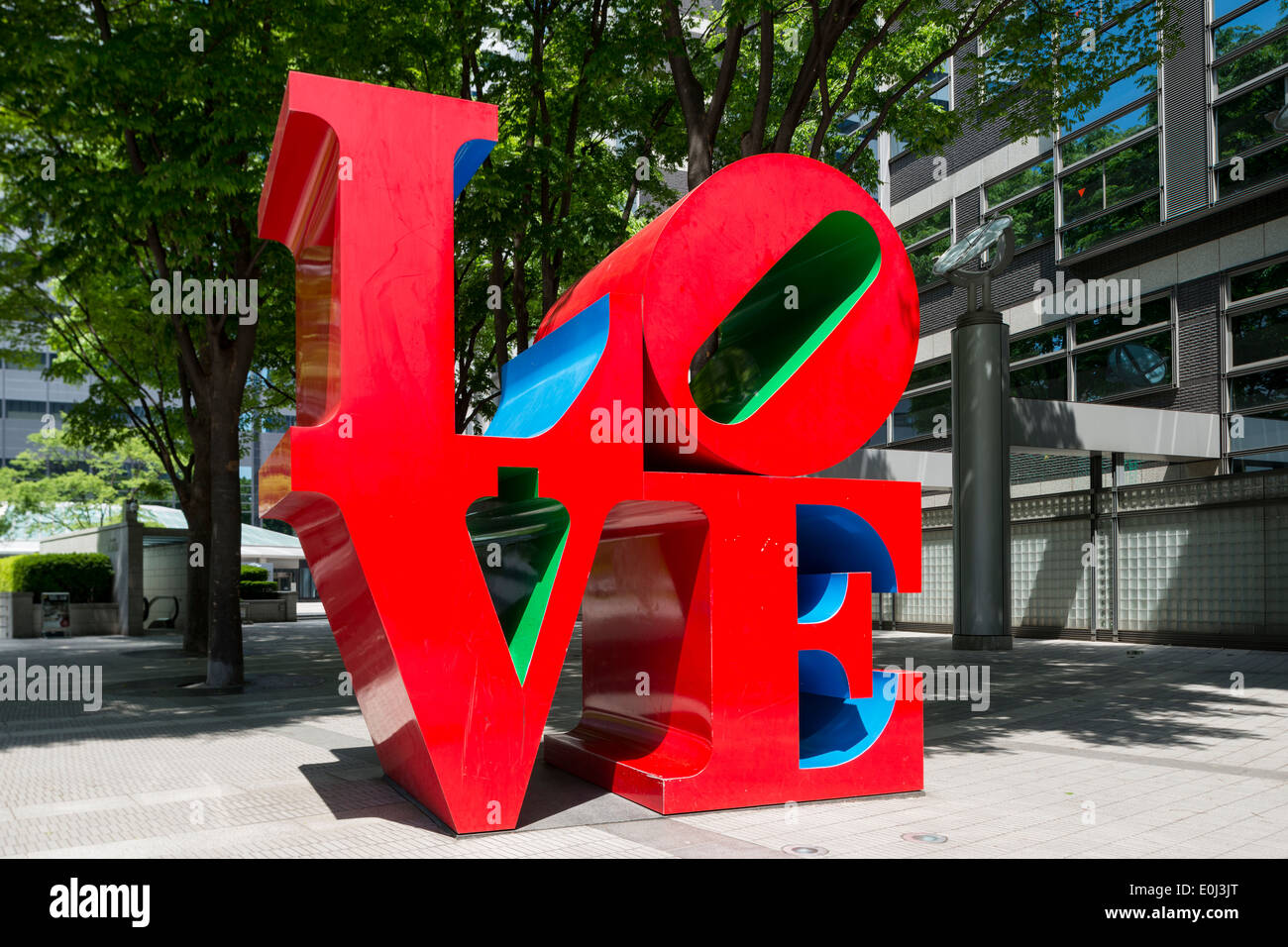 Robert Indiana's Love sculpture at I-land Tower, Tokyo, Japan Stock ...