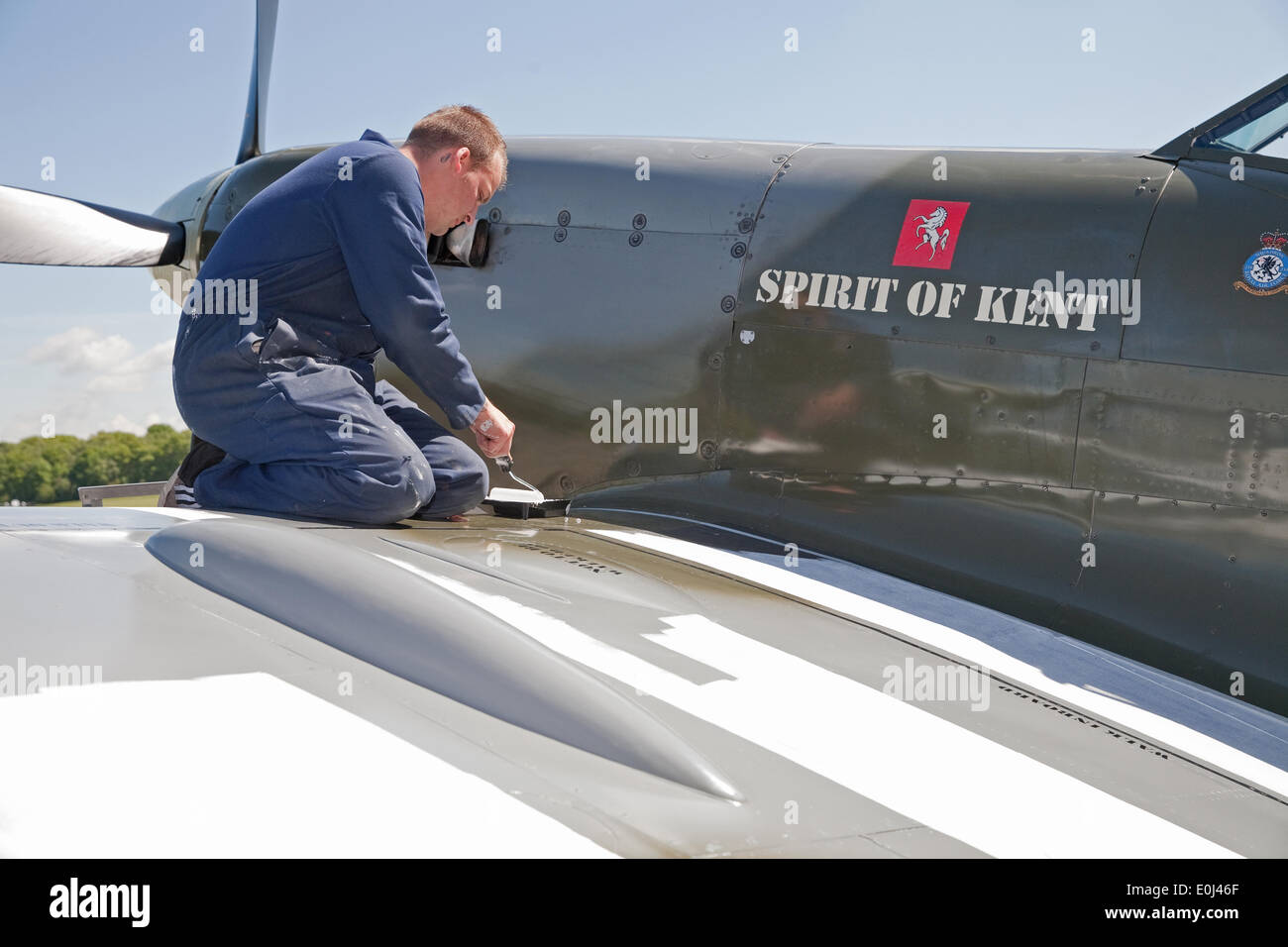 Biggin Hill, UK. 14th May 2014. Spitfire MK9, The Spirit of Kent being ...